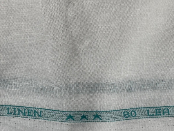 PURE 80 LEA LINEN 100 % PURE IRISH ARVIND COTTON WHITE COLOR FABRIC ...